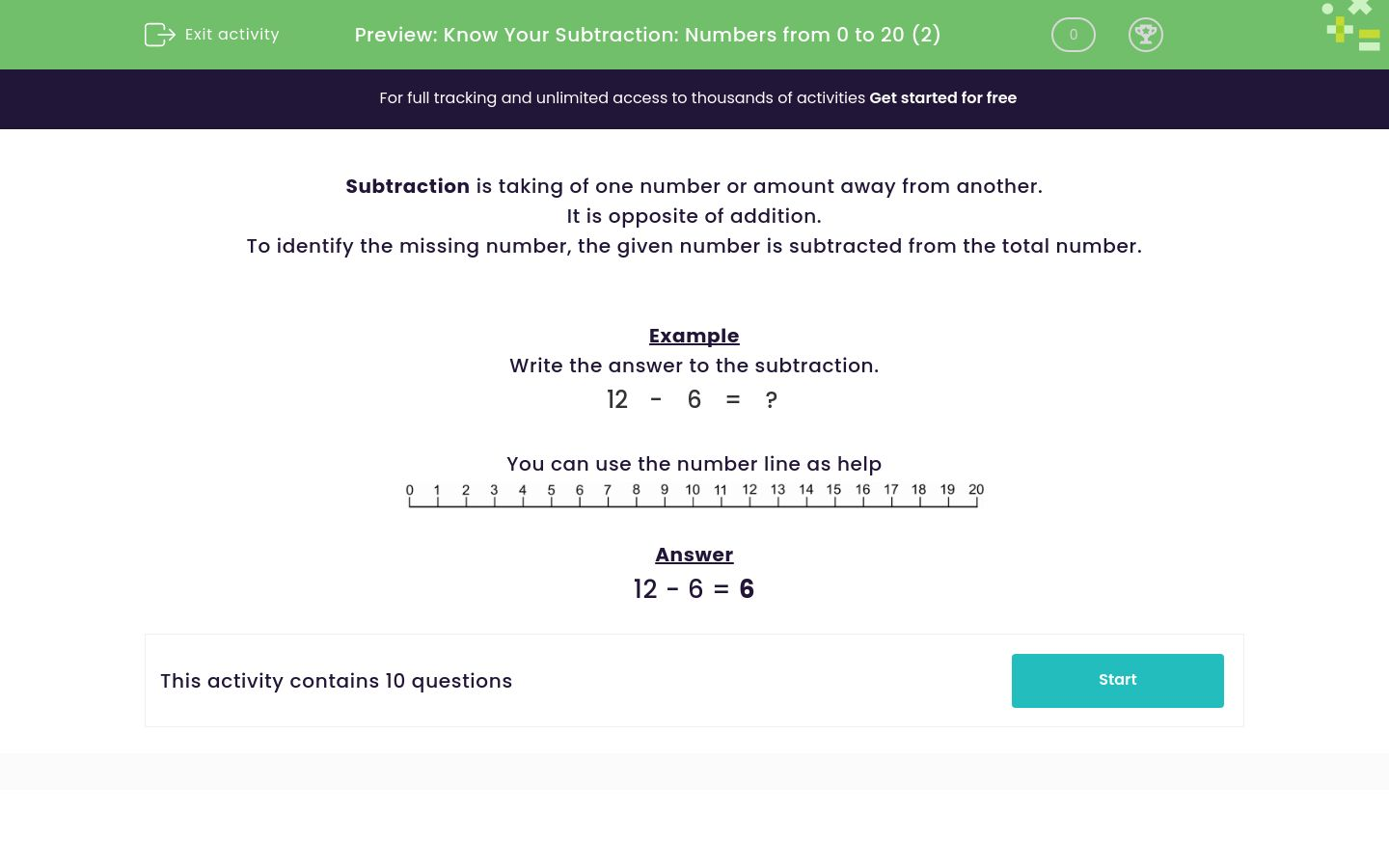 Know Your Subtraction: Subtract Numbers Less Than 20 Worksheet - EdPlace