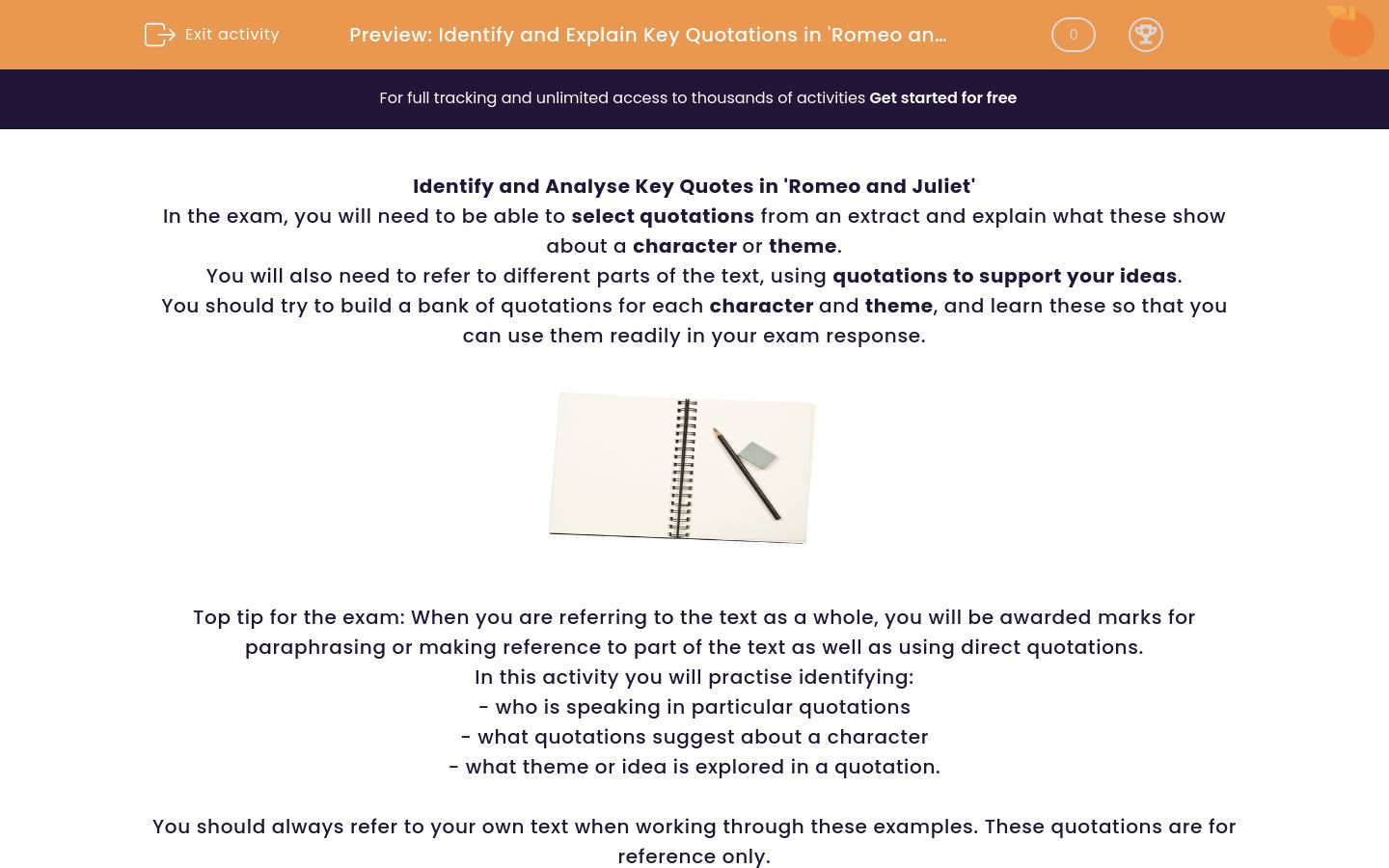 Identify and Explain Key Quotations in 'Romeo and Juliet' Worksheet ...