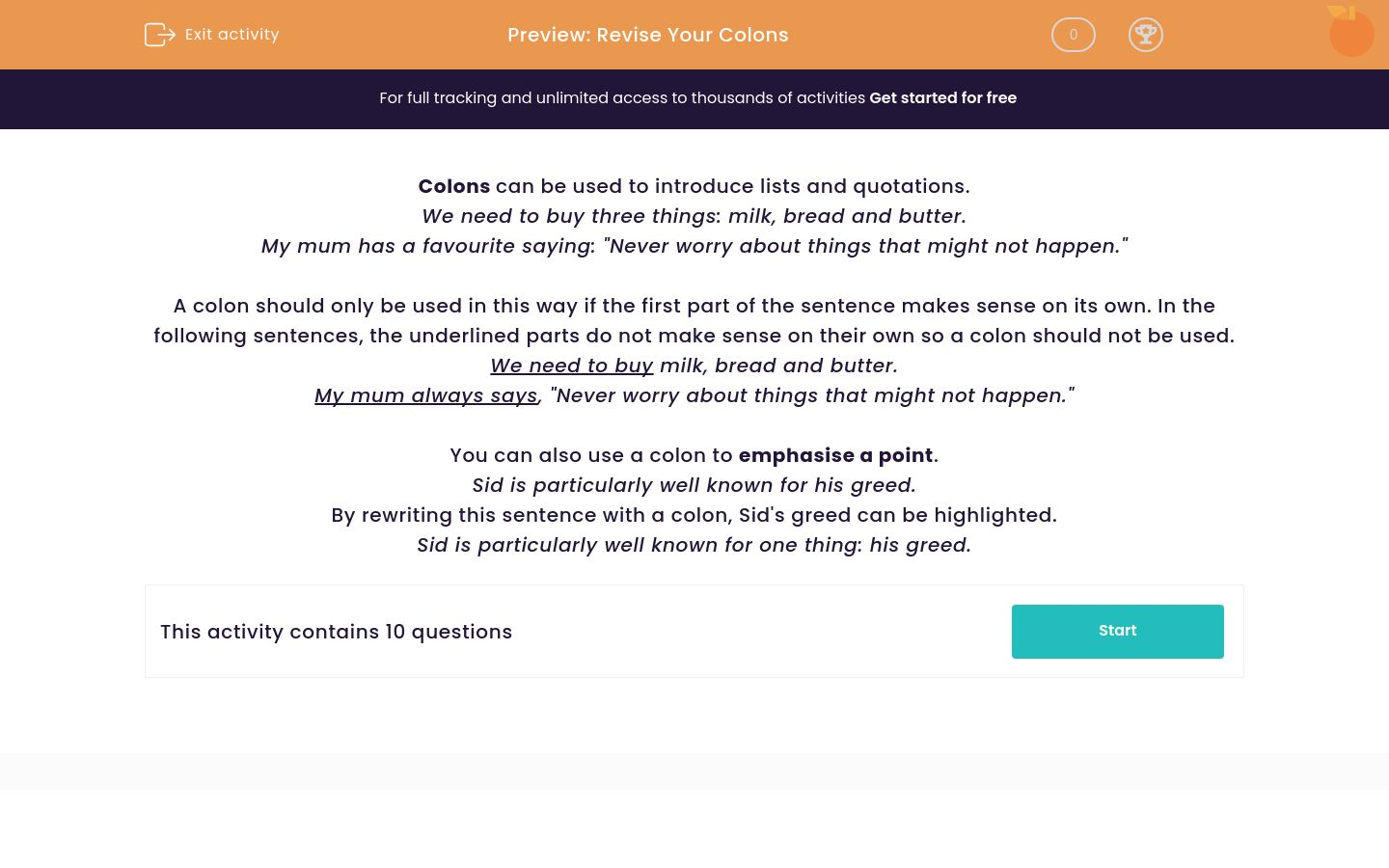 Revise Your Colons Worksheet - EdPlace