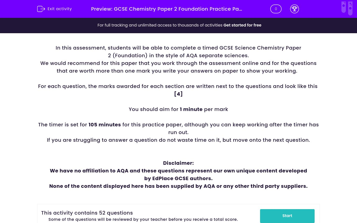 GCSE Chemistry Paper 2 Foundation Practice Paper in the Style of AQA ...