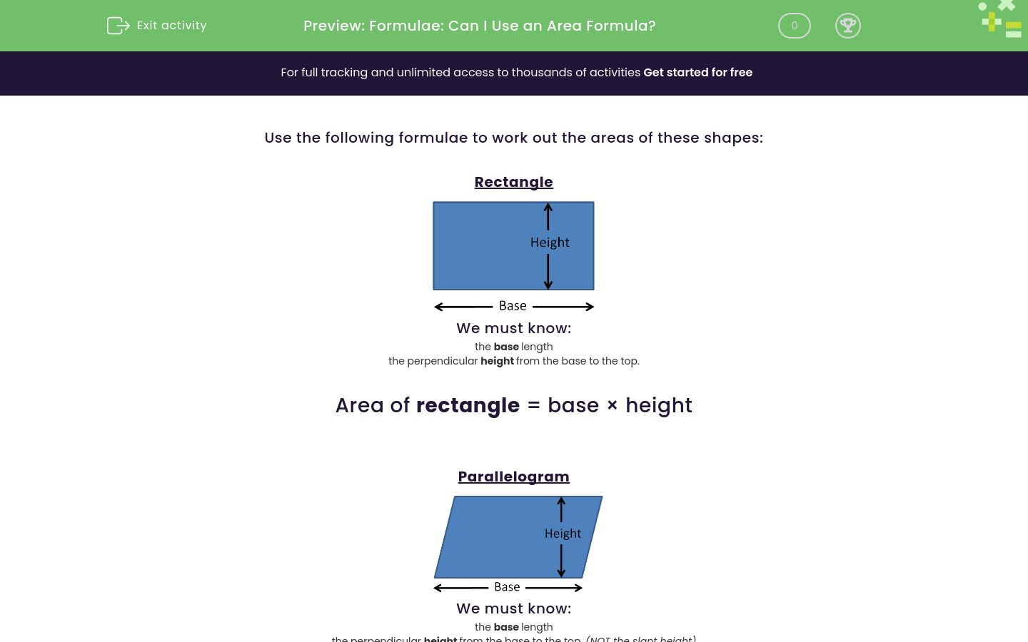 Recognise When to Use an Area Formula Worksheet - EdPlace