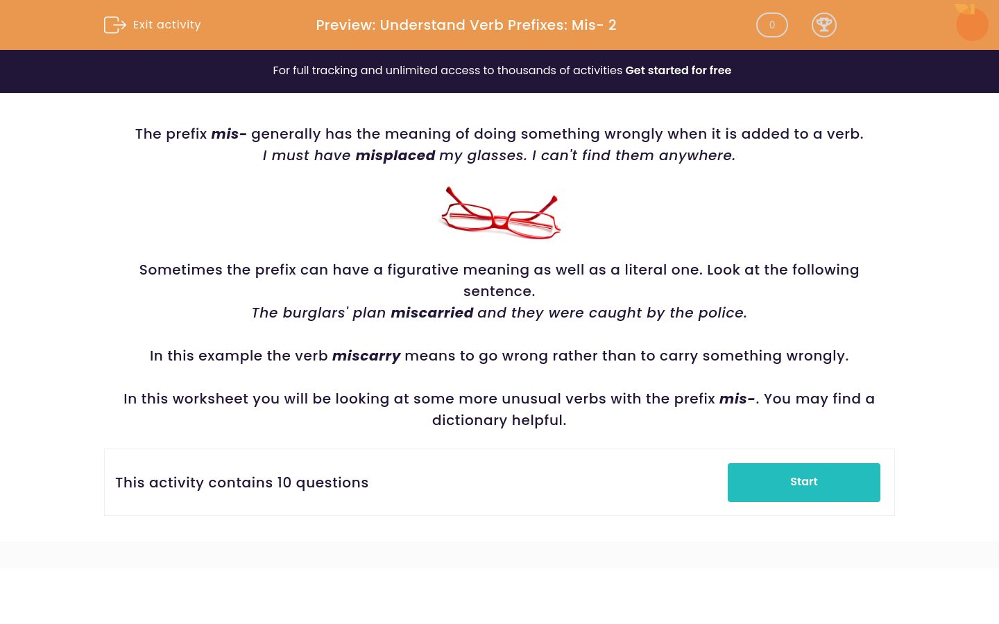 Use Verb Prefixes: Mis- Worksheet - EdPlace