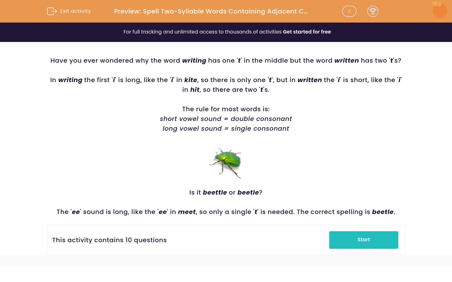 Understand When to Double the Consonant in Two-Syllable Words Worksheet ...