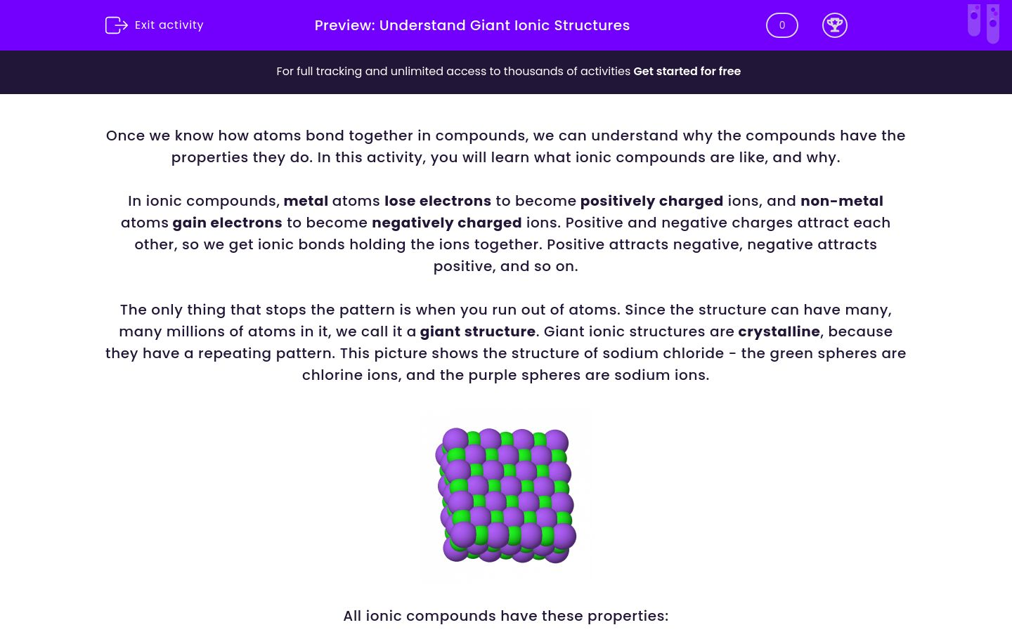 Understand Giant Ionic Structures Worksheet - EdPlace