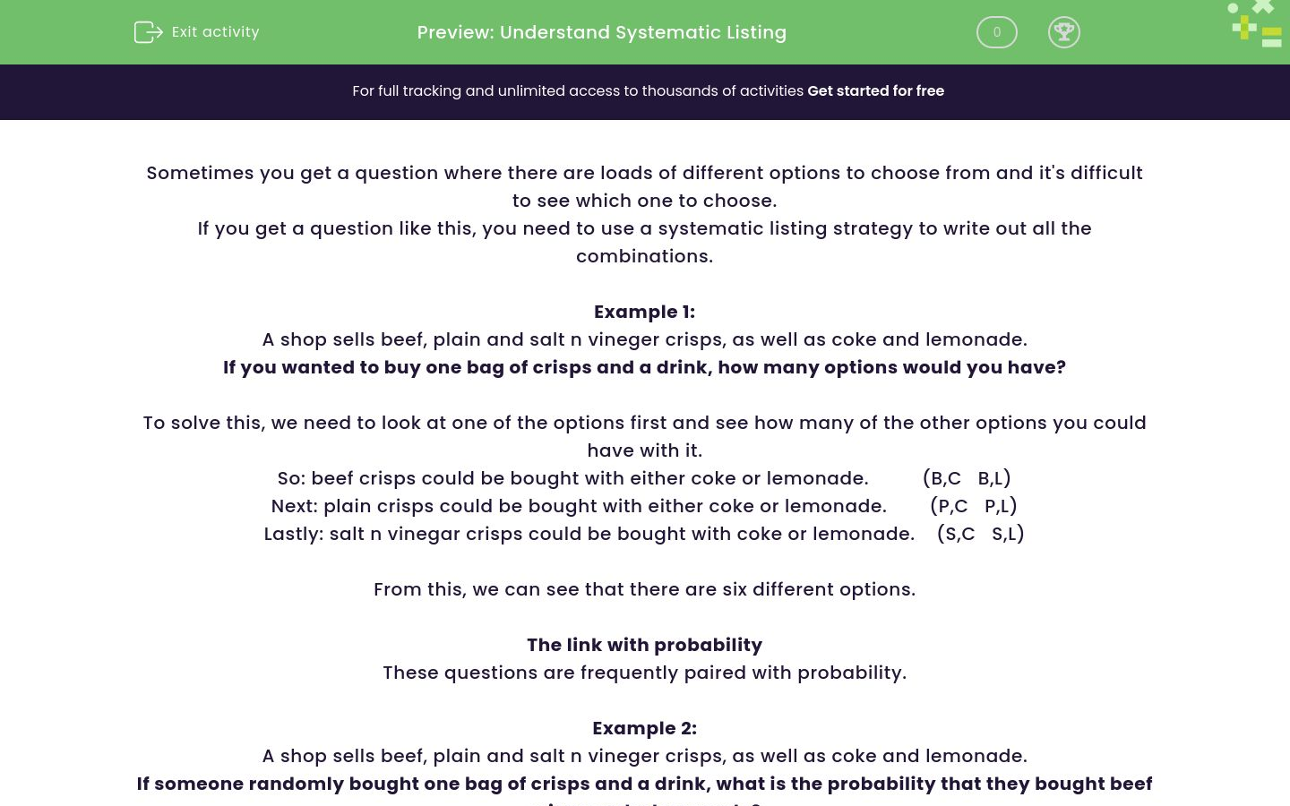 Understand Systematic Listing Worksheet - EdPlace