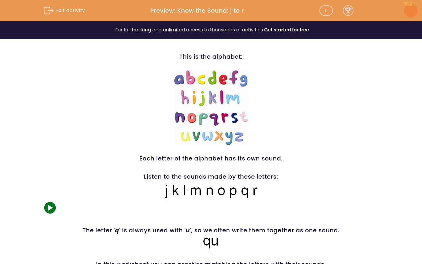 Know the Sound: j to r Worksheet - EdPlace
