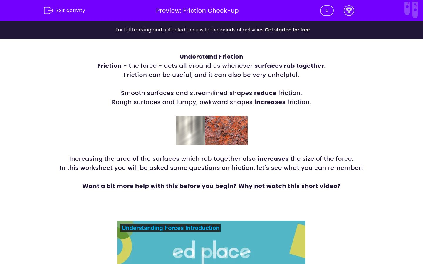 Investigate Friction Worksheet - EdPlace
