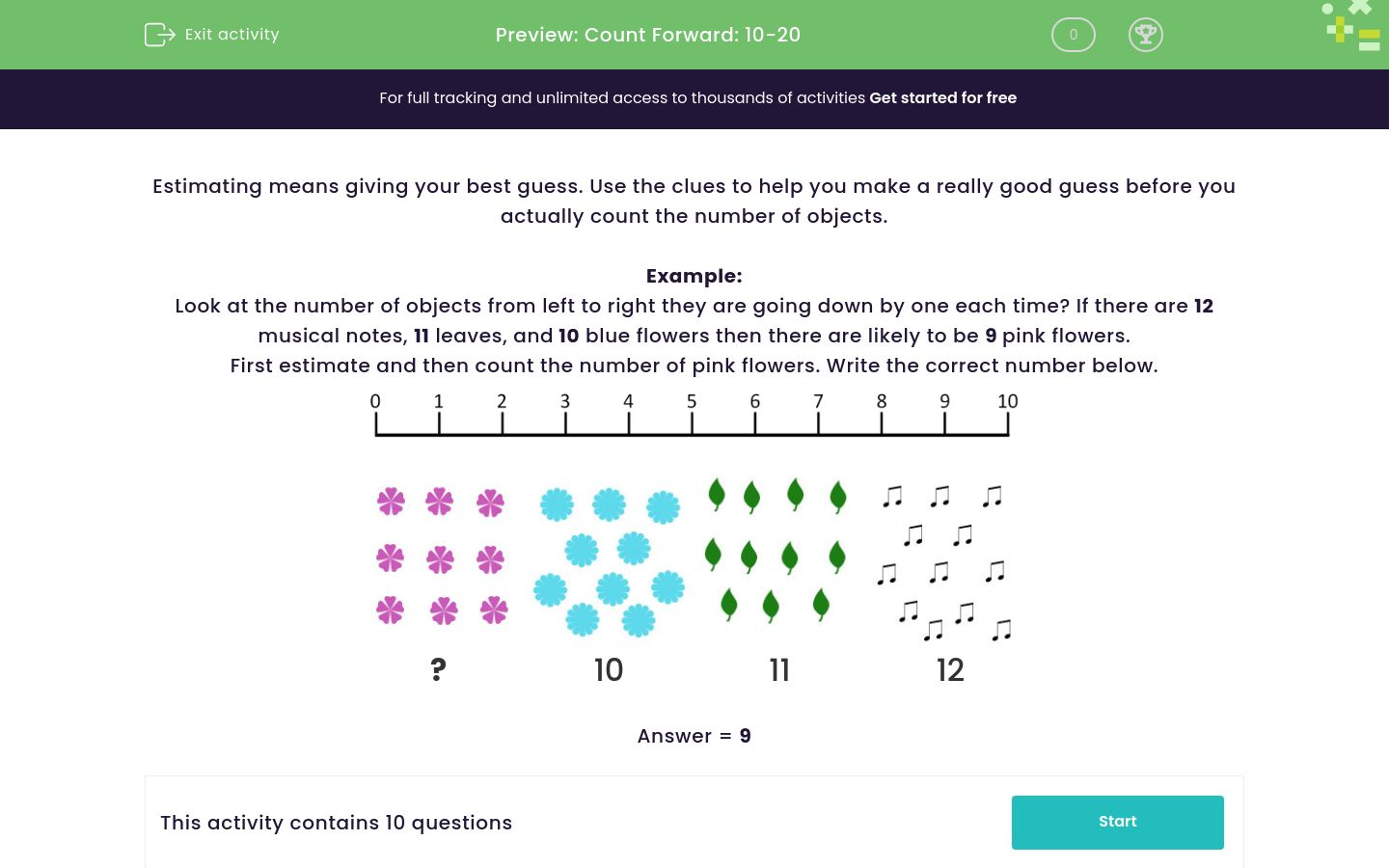 Count Forwards: 10-20 Worksheet - EdPlace