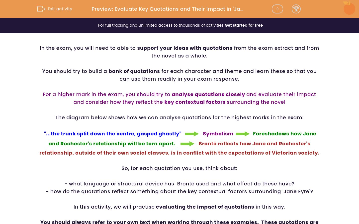 Evaluate Key Quotations and Their Impact in 'Jane Eyre' Worksheet - EdPlace