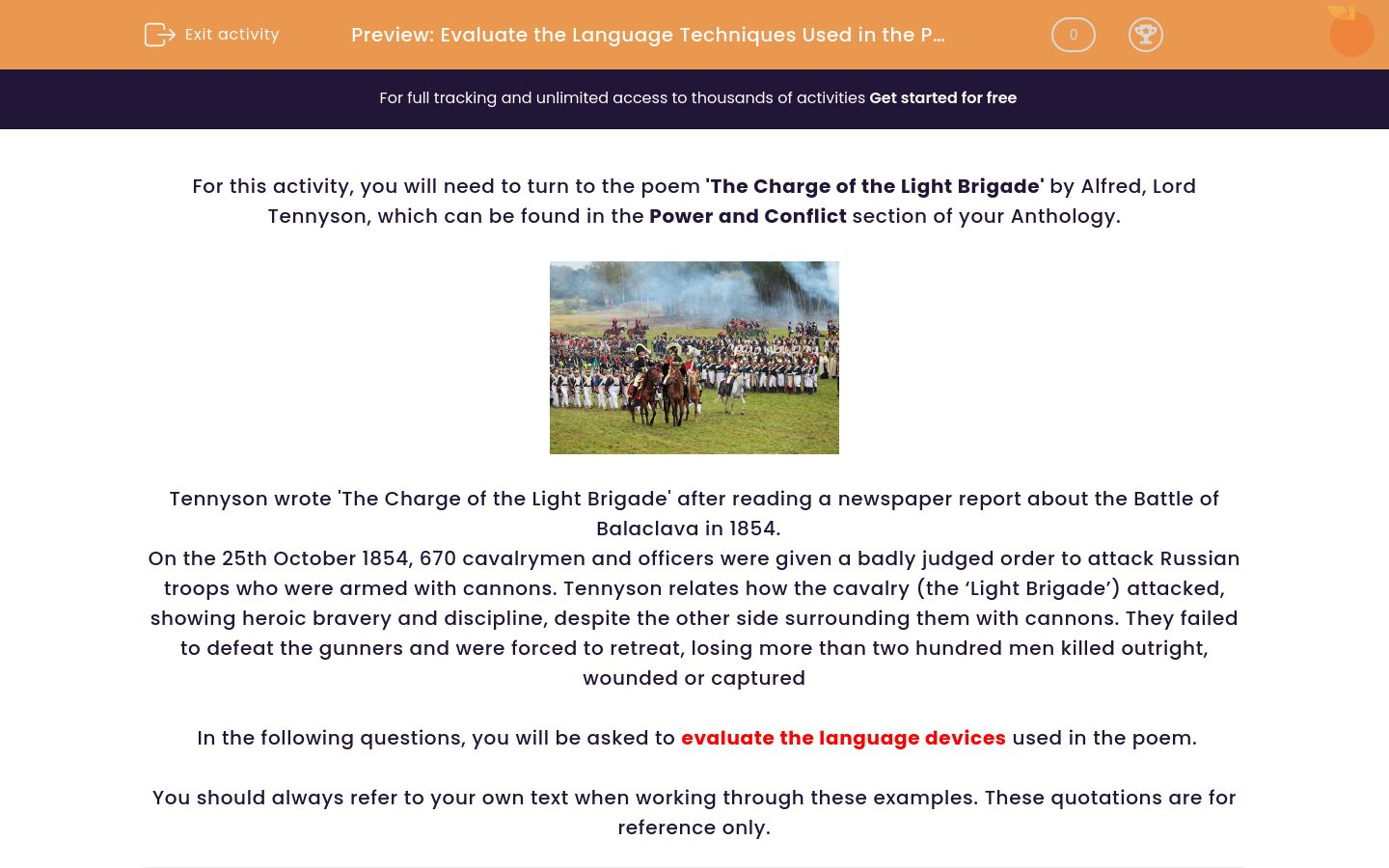 Evaluate the Language Techniques Used in the Poem 'The Charge of the ...