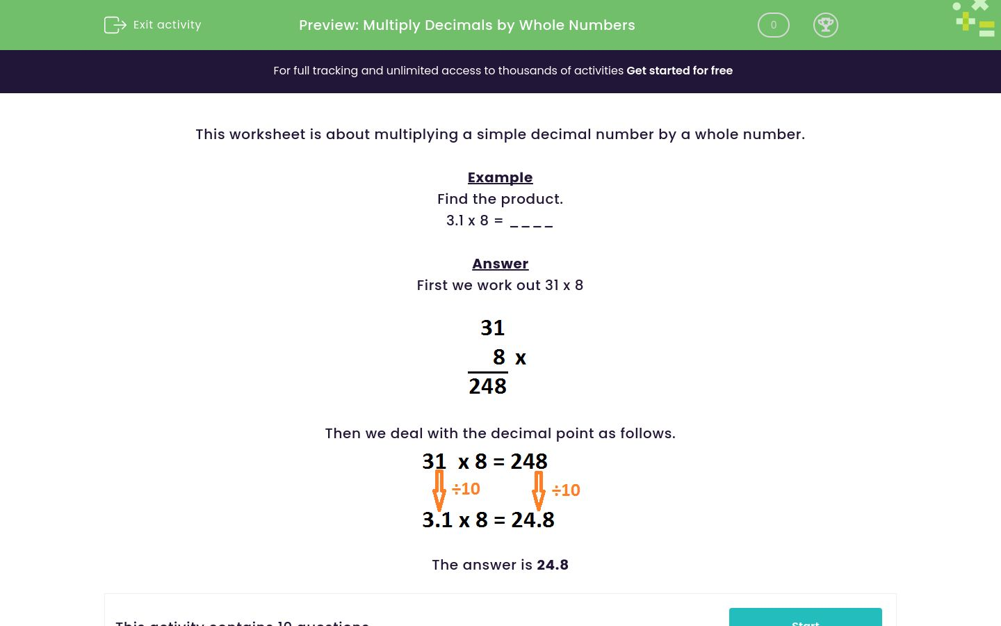 Multiply Decimals by Whole Numbers Worksheet - EdPlace