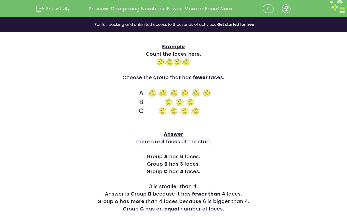 Compare Numbers: Fewer, More or Equal Numbers of Objects Worksheet ...