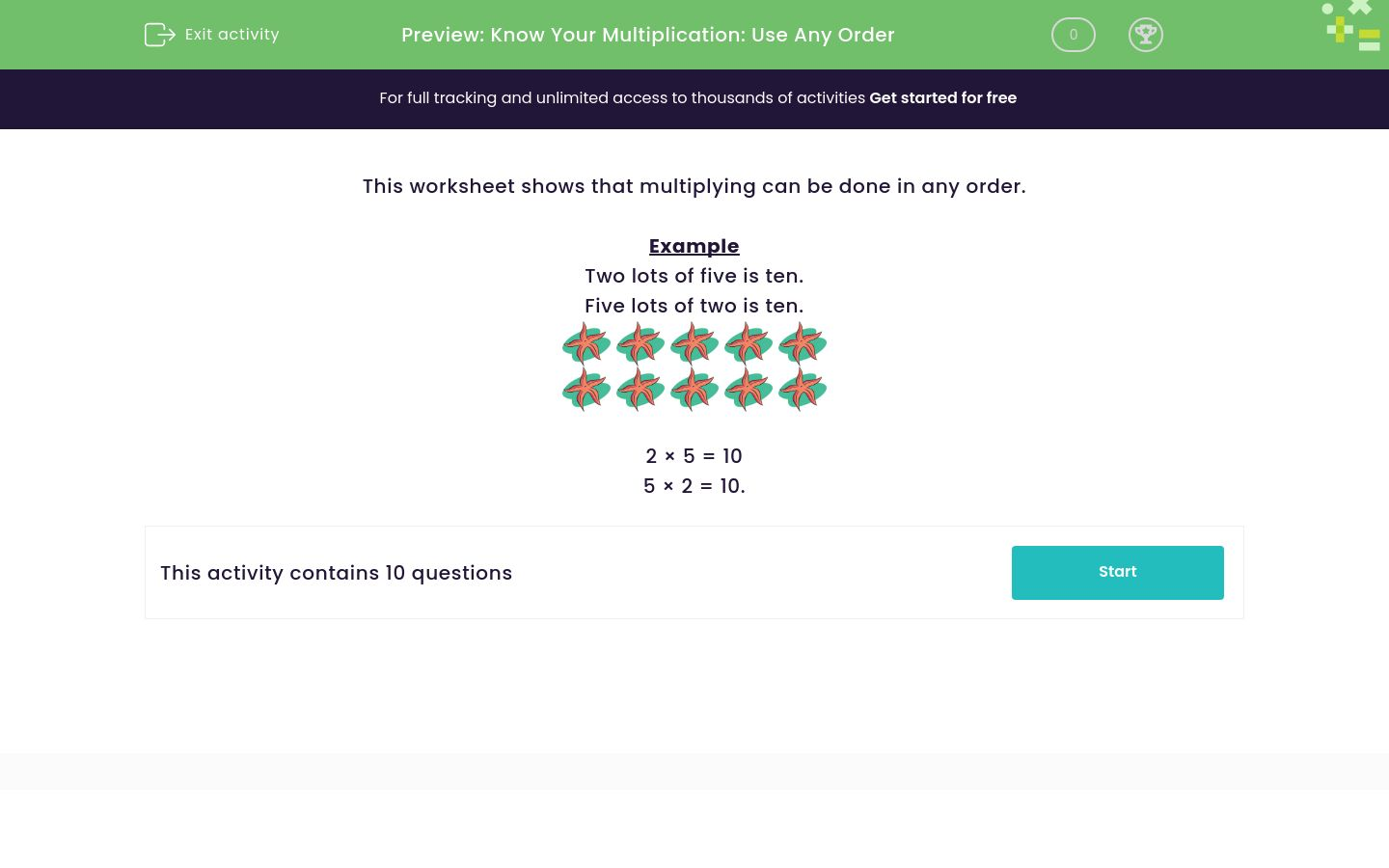 Understand that Multiplication Can be Done in Any Order Worksheet - EdPlace