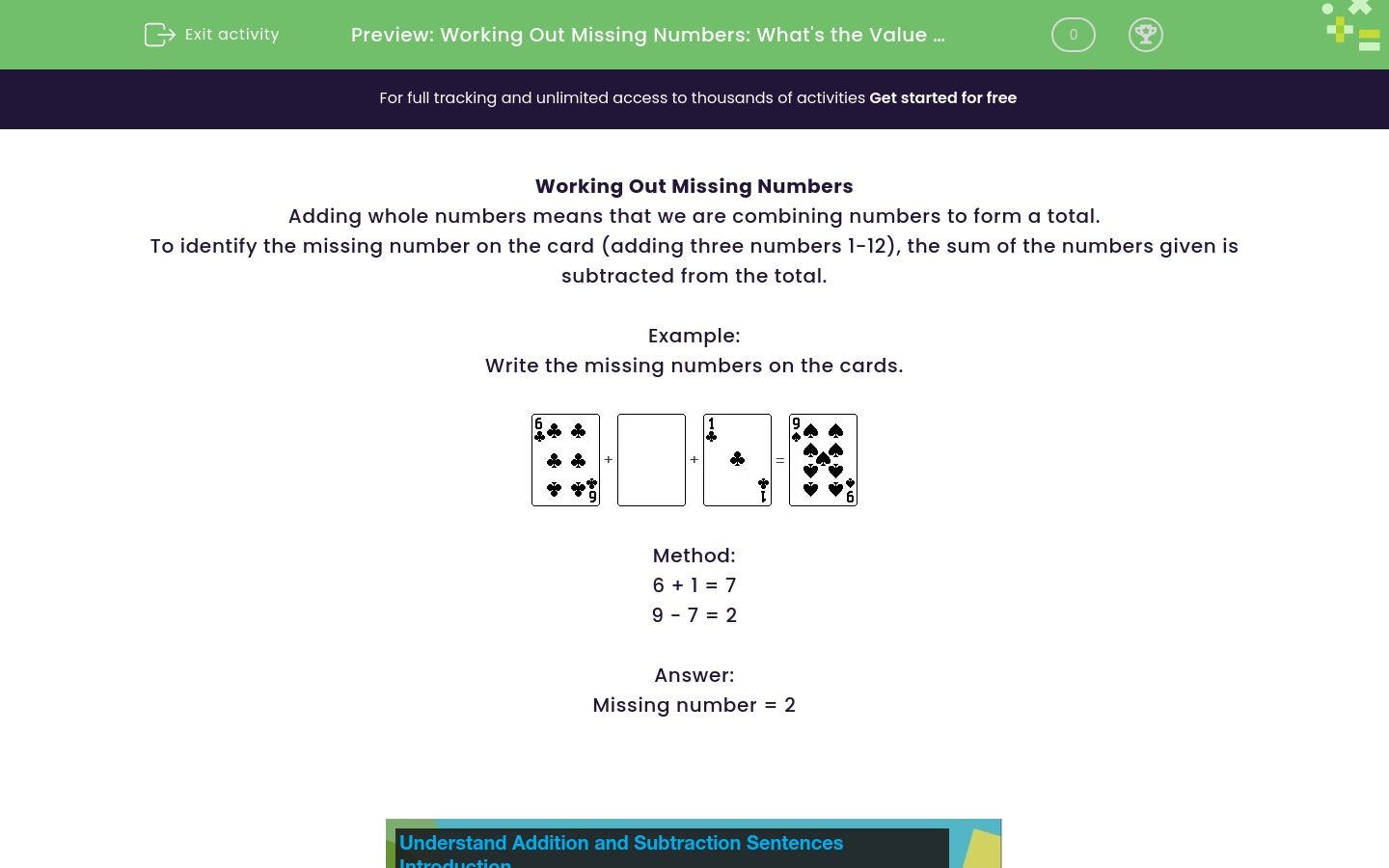 Work Out Missing Numbers Worksheet - EdPlace