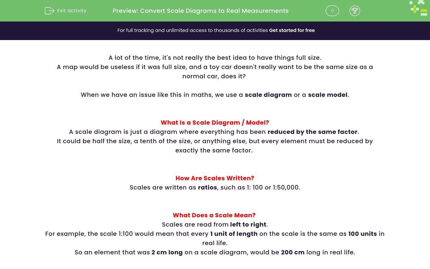 Convert Scale Diagrams to Real Measurements Worksheet - EdPlace