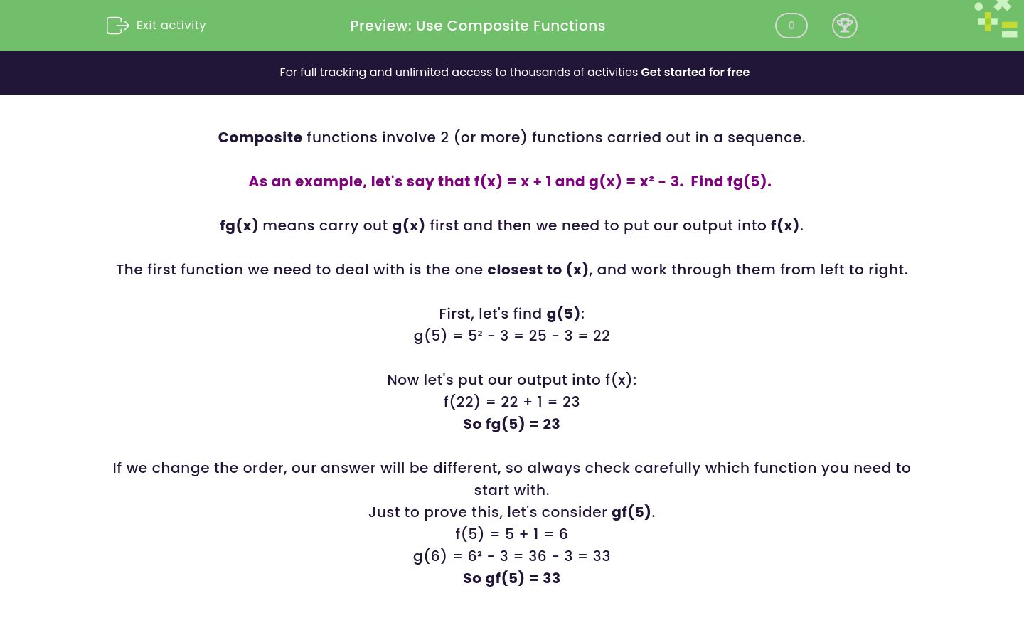 Use Composite Functions Worksheet - EdPlace