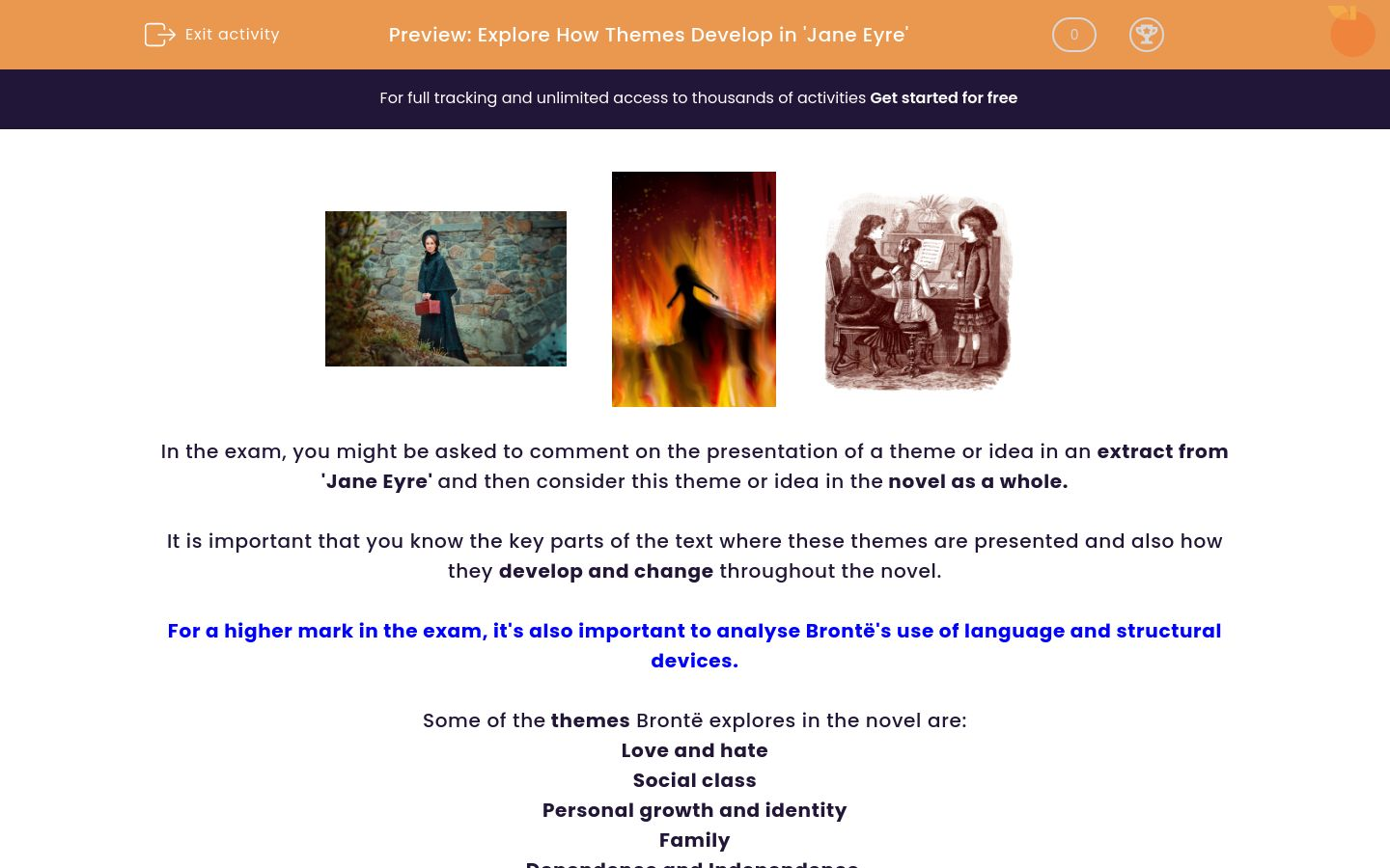 Explore How Themes Develop in 'Jane Eyre' Worksheet - EdPlace