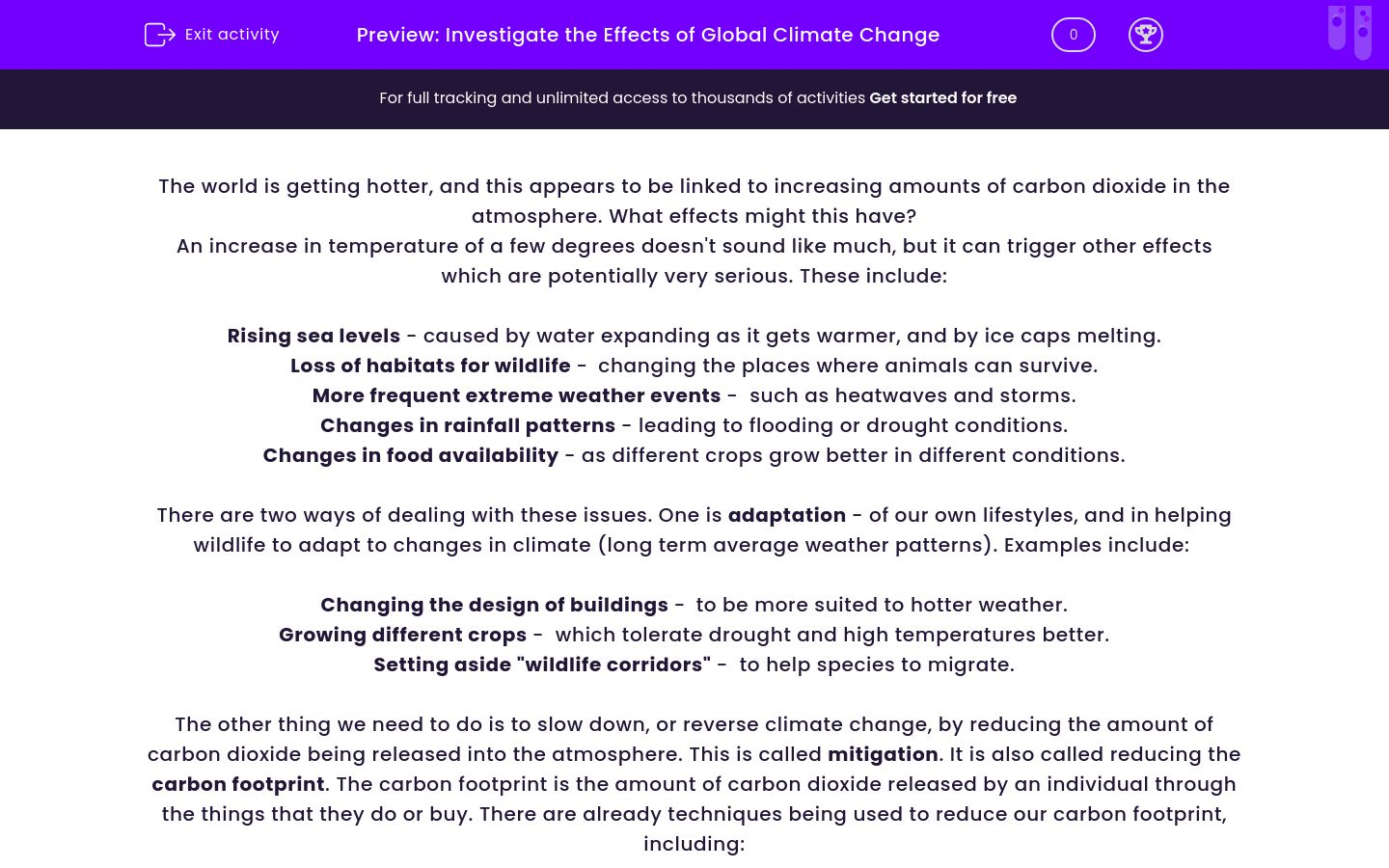 Investigate the Effects of Global Climate Change Worksheet - EdPlace