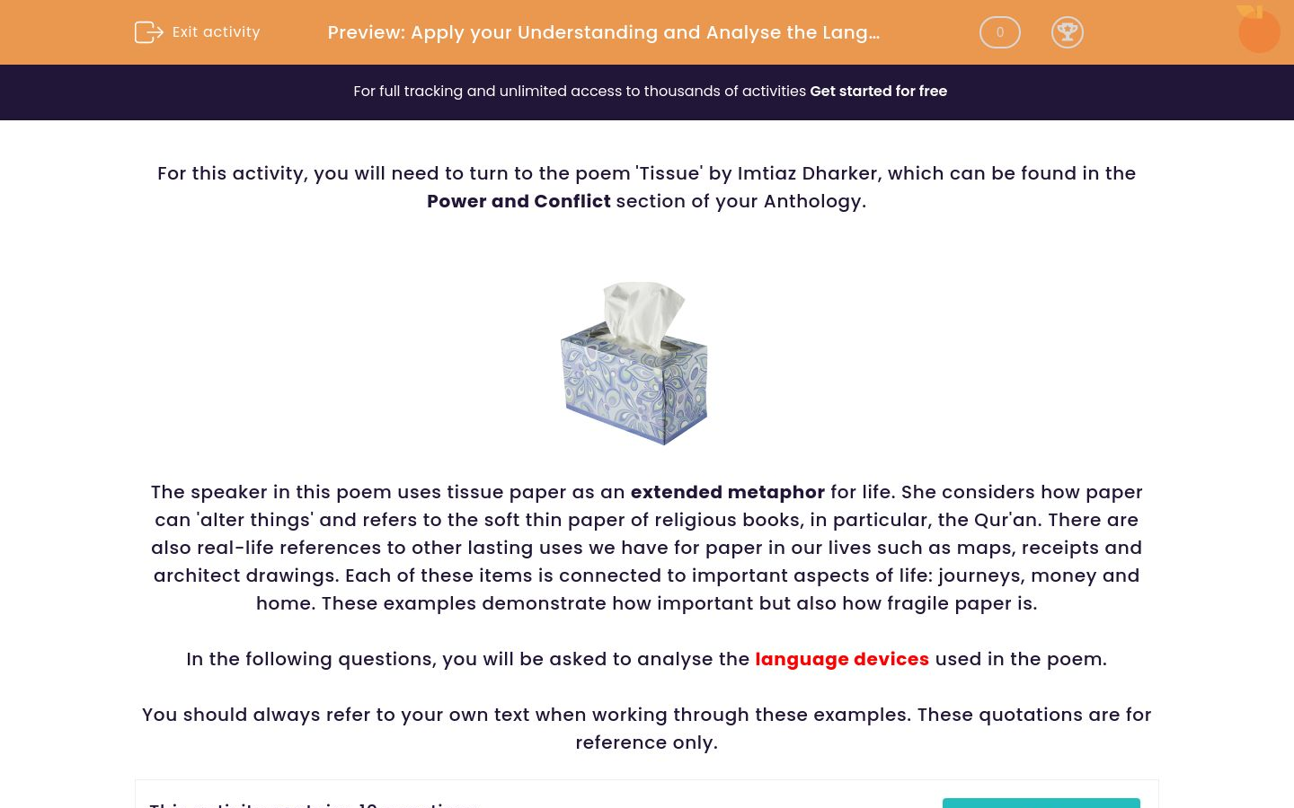 Apply your Understanding and Analyse the Language Techniques Used in ...