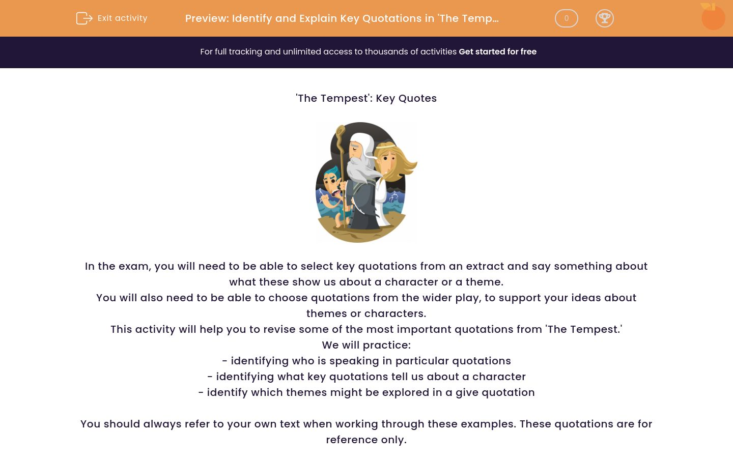 Identify and Explain Key Quotations in 'The Tempest' Worksheet - EdPlace
