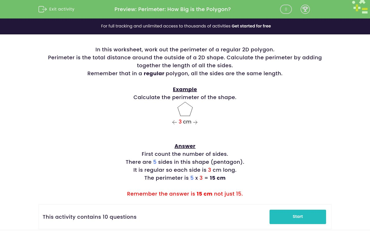 Find the Perimeter of a Regular Polygon Worksheet - EdPlace