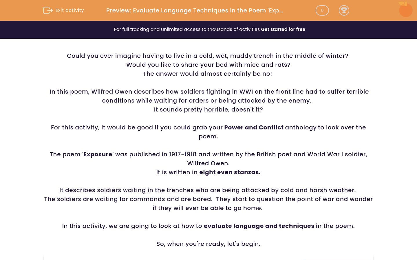 Evaluate Language Techniques in the Poem 'Exposure' by Wilfred Owen ...