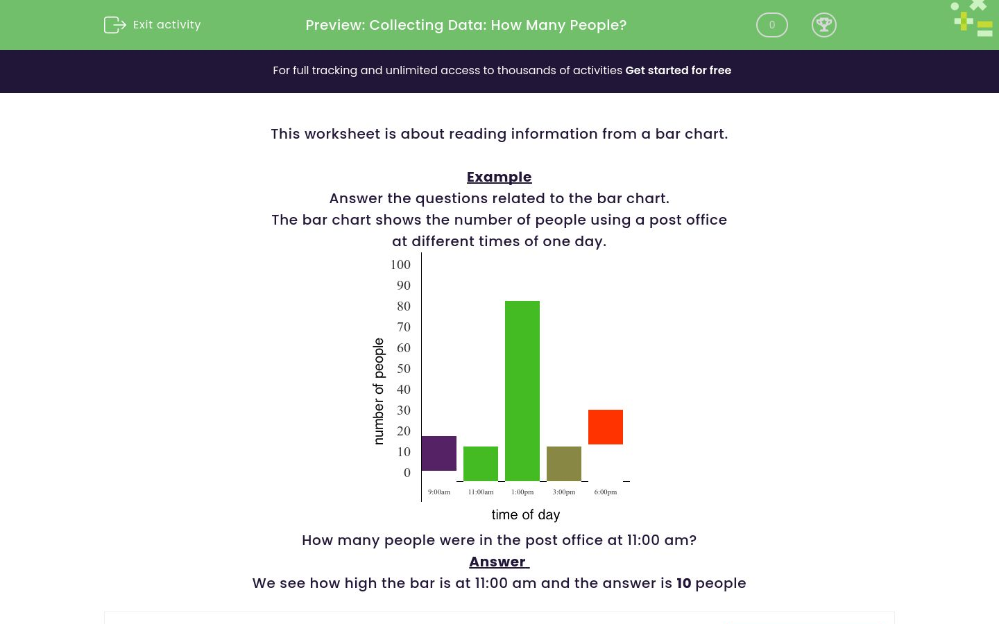 Read Data From a Bar Chart Worksheet - EdPlace