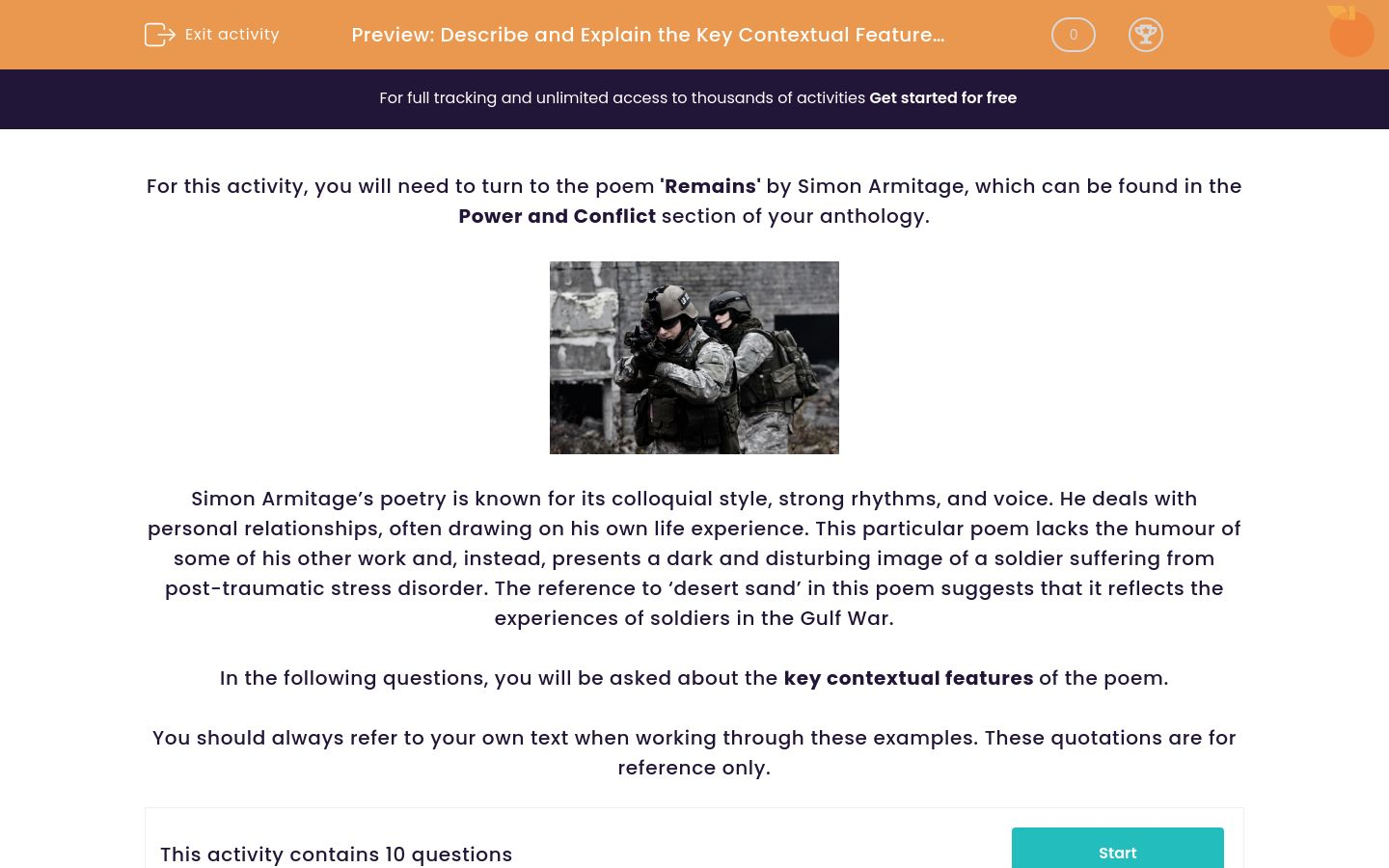 Describe and Explain the Key Contextual Features of the Poem 'Remains ...