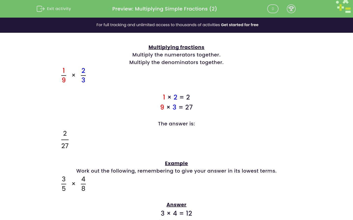 Practise Multiplying Simple Fractions Worksheet - EdPlace