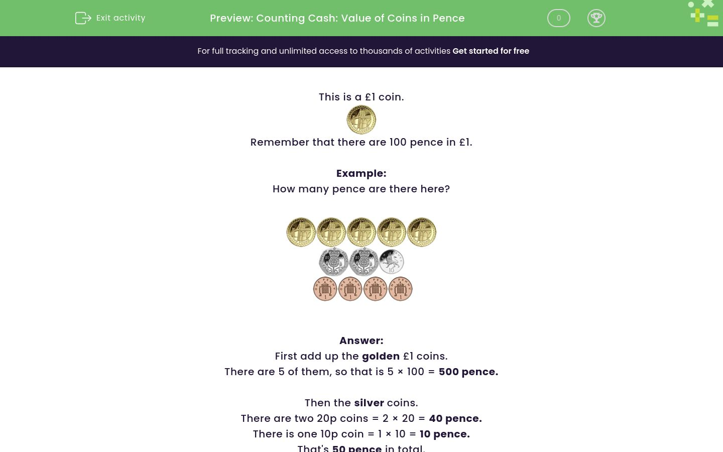 Count the Value of Coins in Pence Worksheet - EdPlace