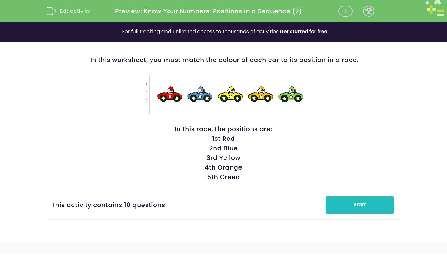 Understand Positions in a Sequence Worksheet - EdPlace