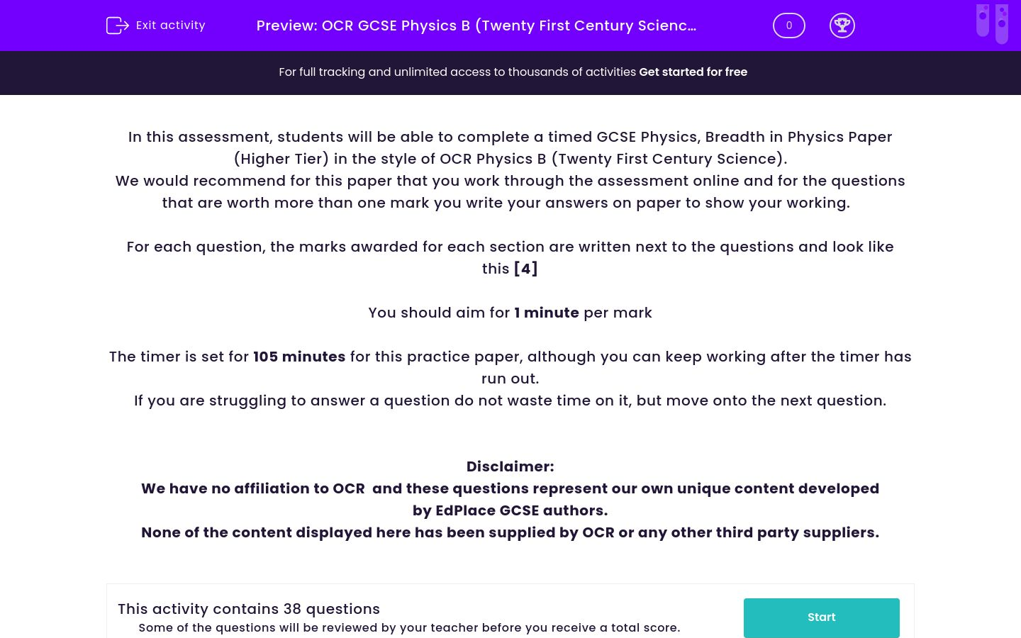 OCR GCSE Physics B (Twenty First Century Science) Breadth in Physics Higher Tier Practice Paper ...