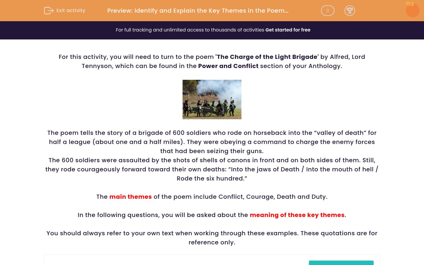 Identify and Explain the Key Themes in the Poem 'The Charge of the ...