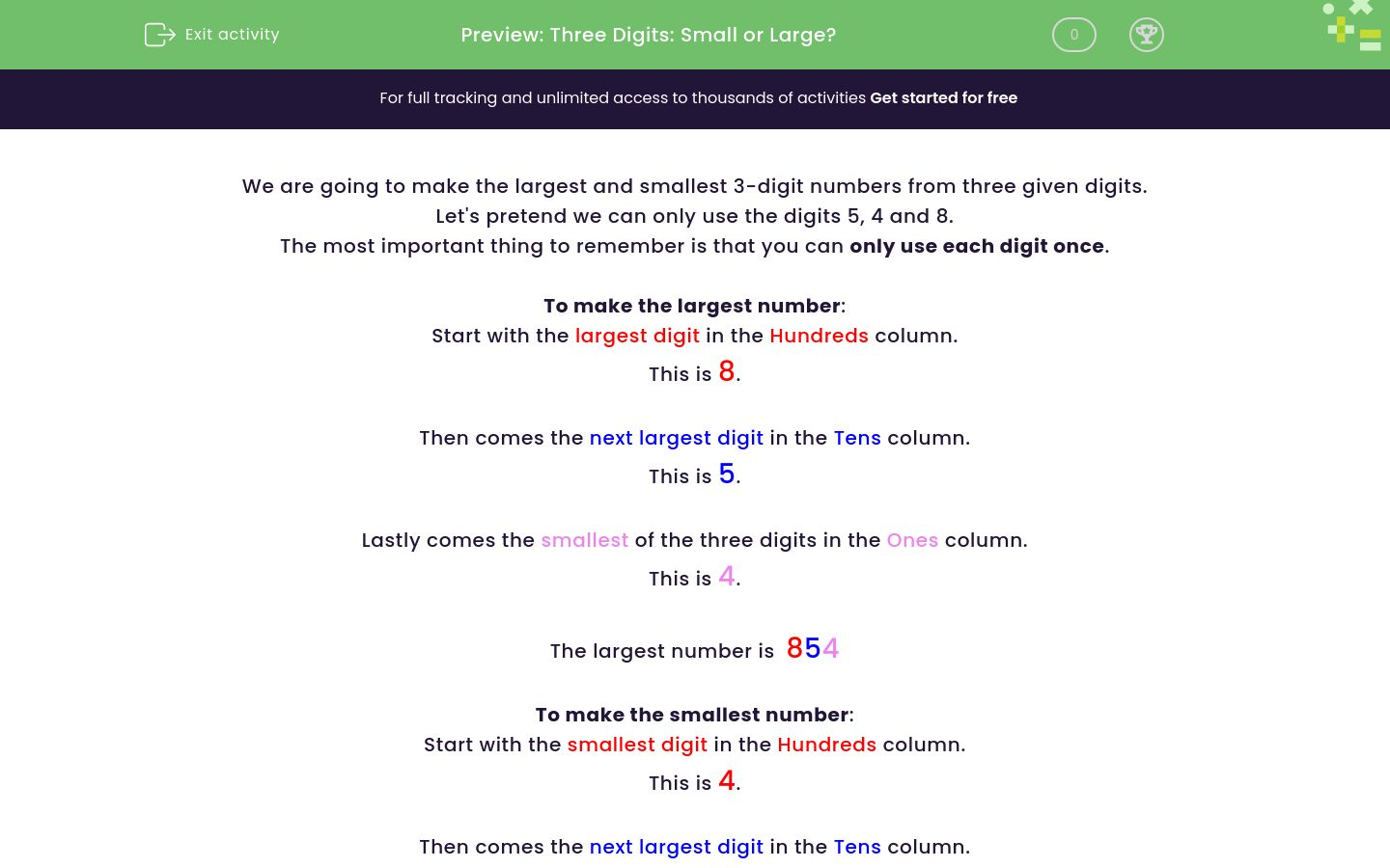 Make the Smallest and Largest Numbers Worksheet - EdPlace