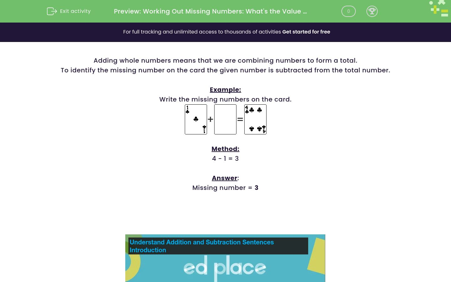 Work Out Missing Numbers Worksheet - EdPlace