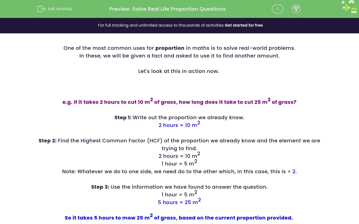 Solve Real Life Proportion Questions Worksheet - EdPlace