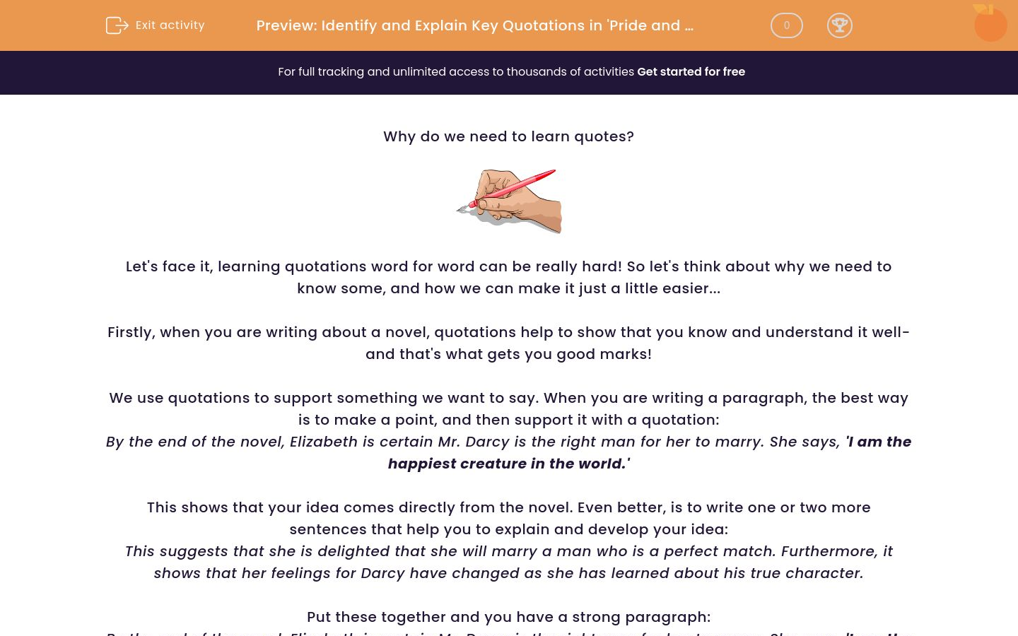 Identify and Explain Key Quotations in 'Pride and Prejudice' Worksheet ...