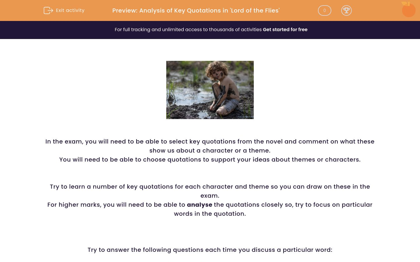 Analysis of Key Quotations in 'Lord of the Flies' Worksheet - EdPlace