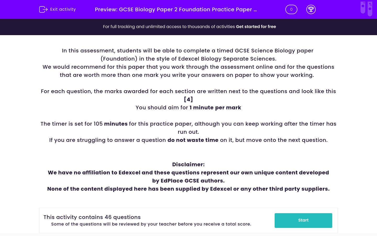 GCSE Biology Paper 2 Foundation Practice Paper in the Style of Edexcel ...