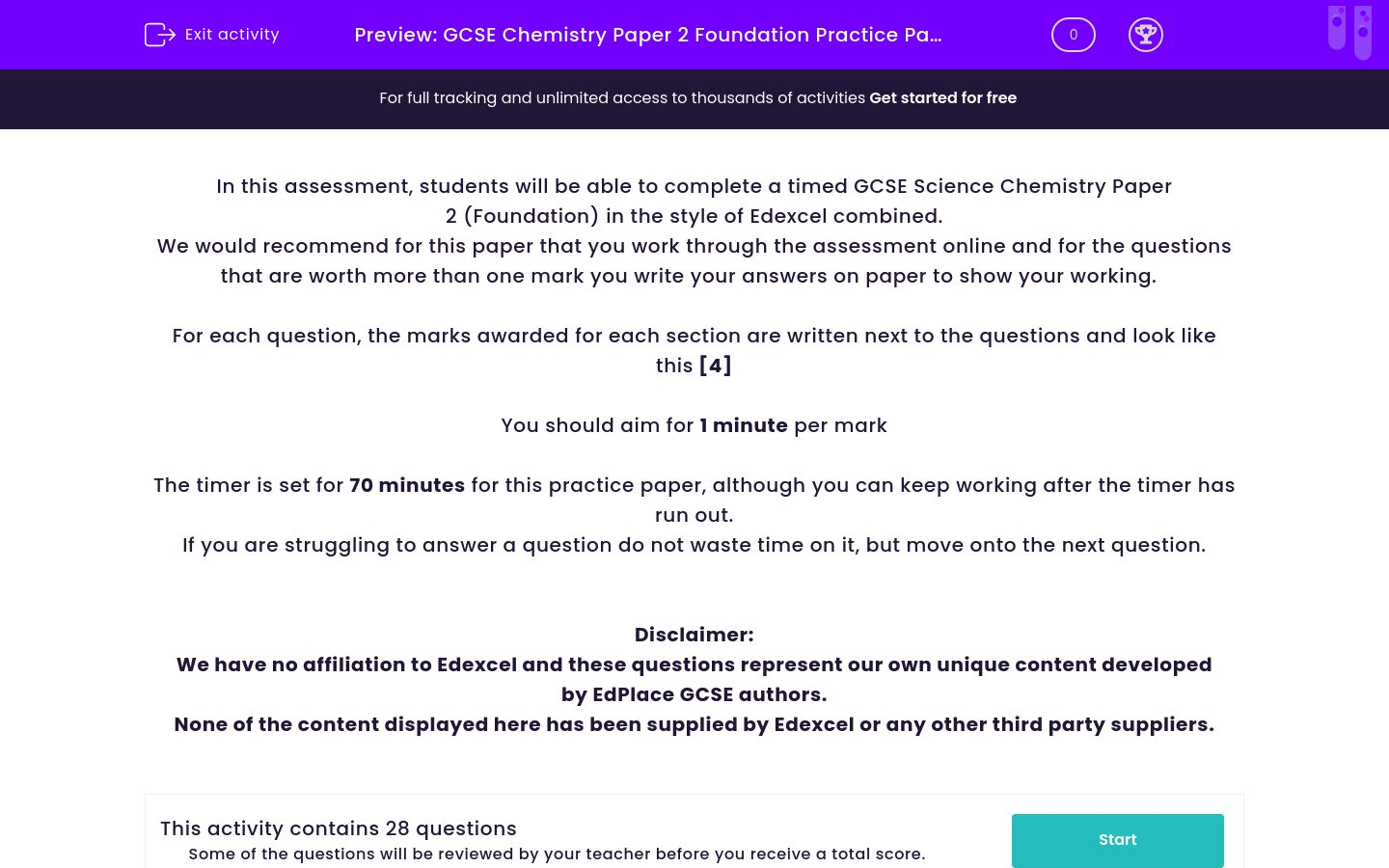 GCSE Chemistry Paper 2 Foundation Practice Paper in the Style of ...