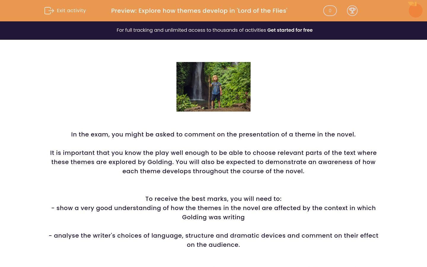 Explore how themes develop in 'Lord of the Flies' Worksheet - EdPlace