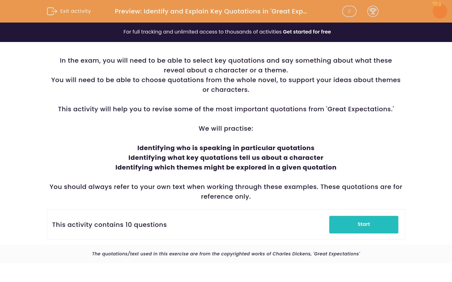 Identify and Explain Key Quotations in 'Great Expectations' Worksheet ...