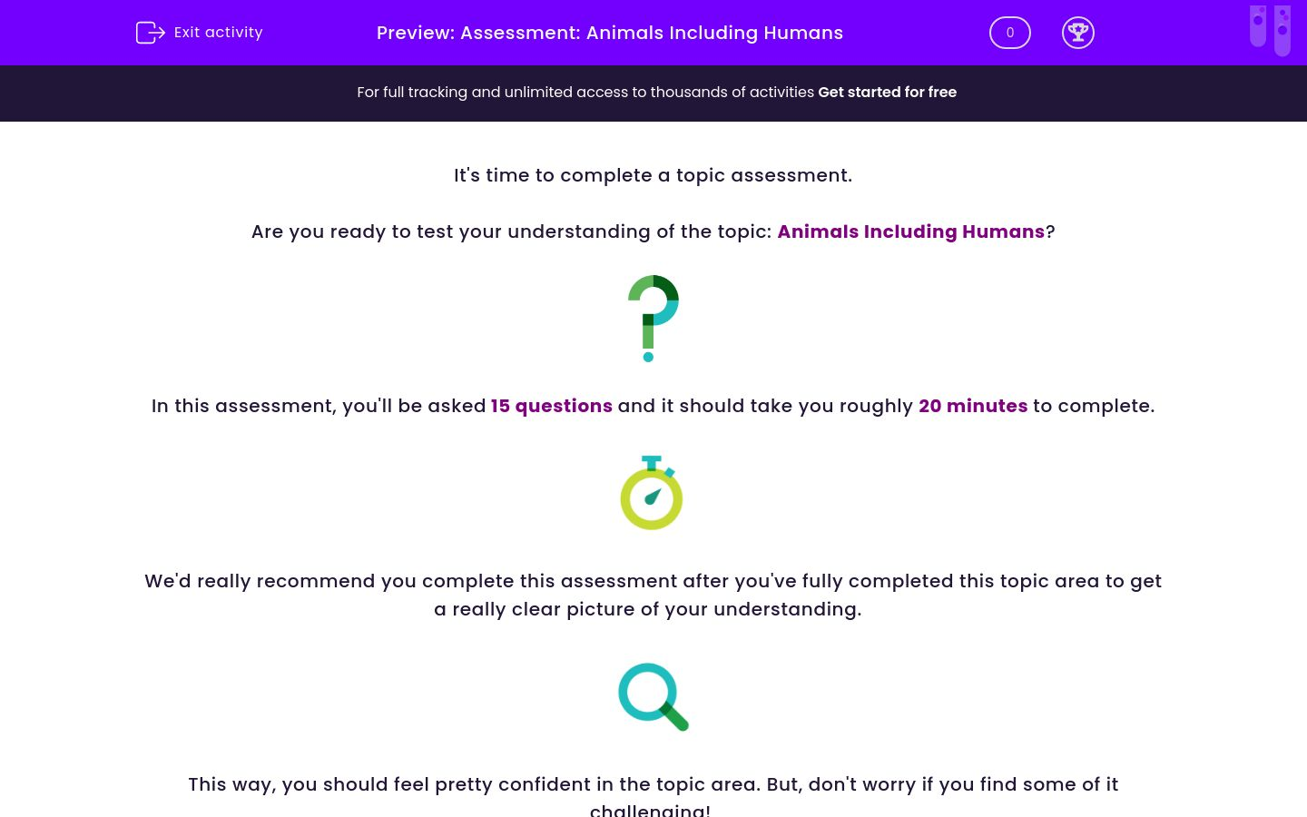 Assessment: Animals Including Humans Worksheet - EdPlace