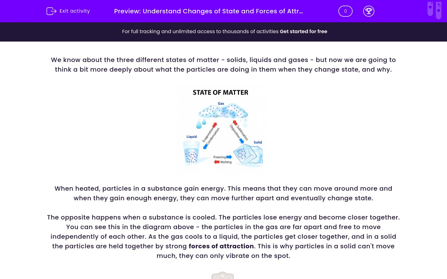Understand Changes of State and Forces of Attraction Worksheet - EdPlace