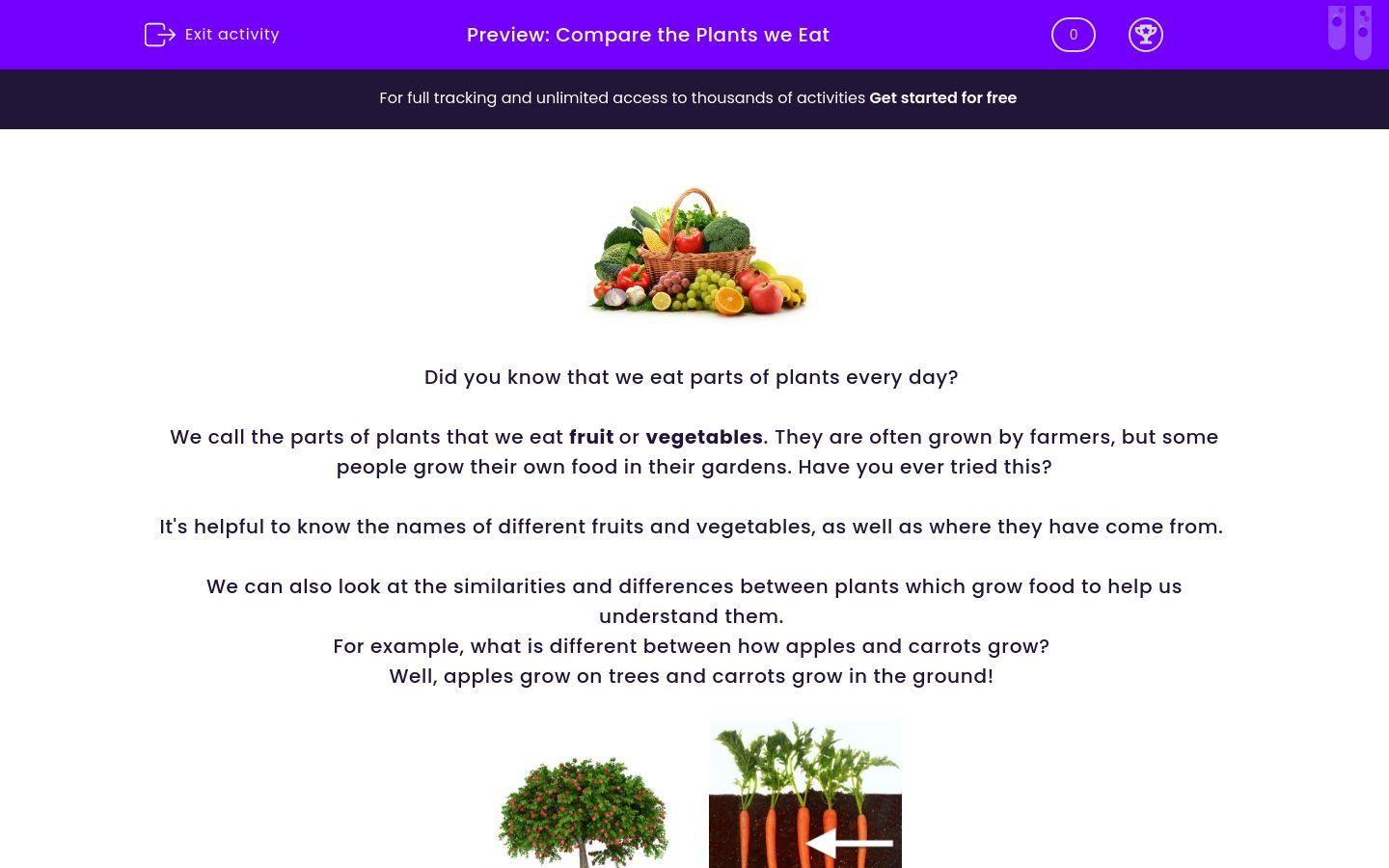 Compare the Plants we Eat Worksheet - EdPlace