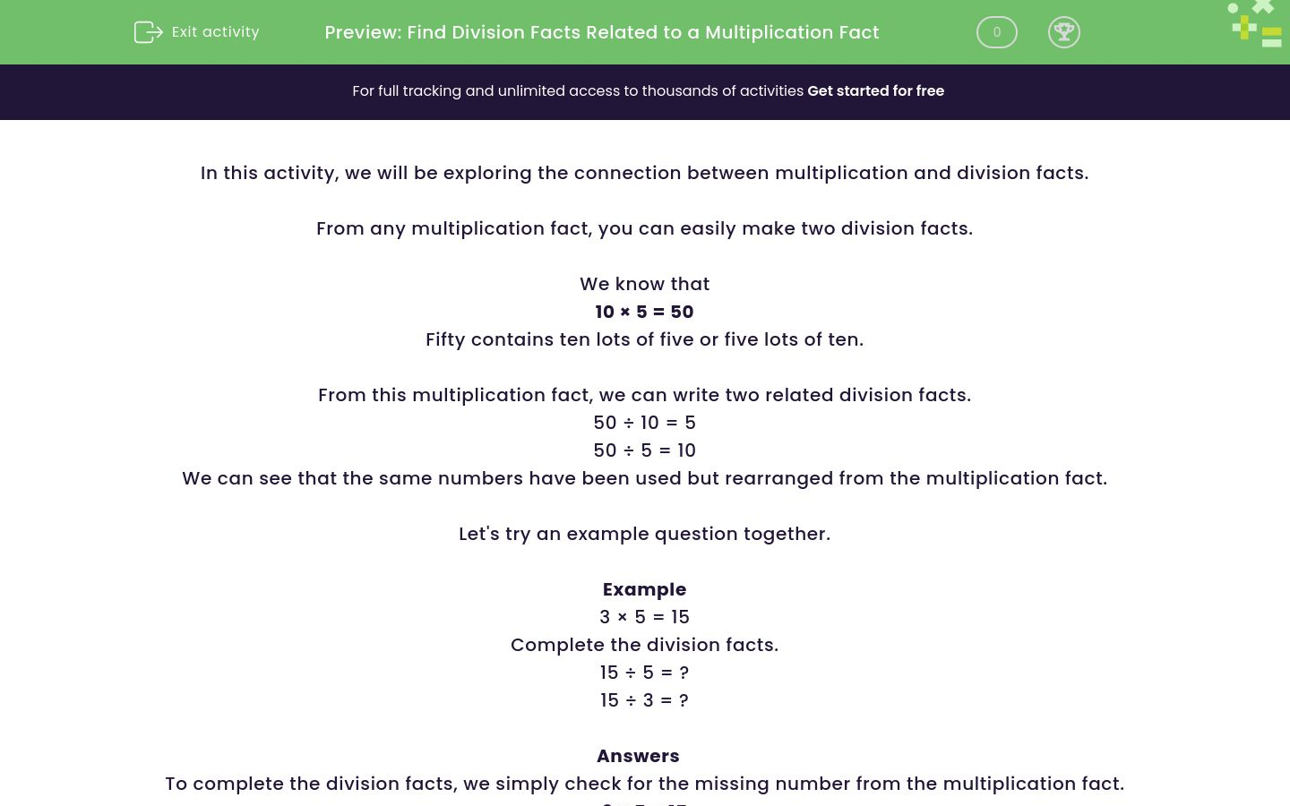 Find Division Facts Related to a Multiplication Fact Worksheet - EdPlace