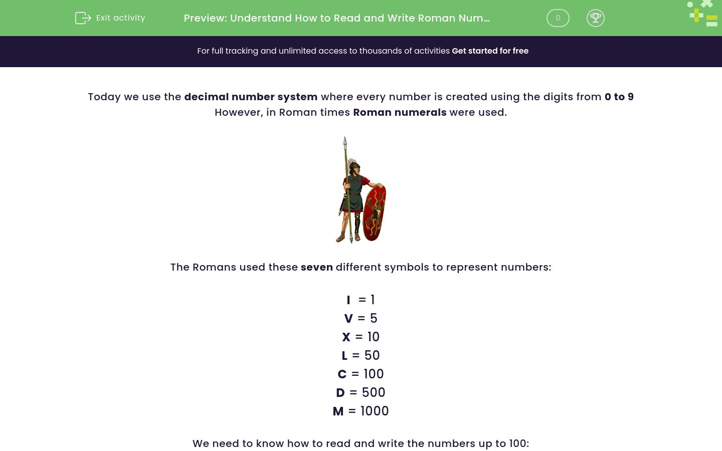 Understand How to Read and Write Roman Numerals Worksheet - EdPlace