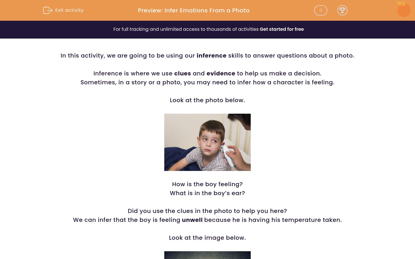 Infer Emotions From a Photo Worksheet - EdPlace