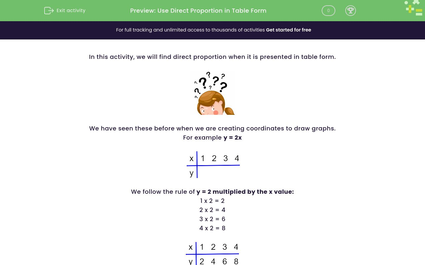 Use Direct Proportion in Table Form Worksheet - EdPlace