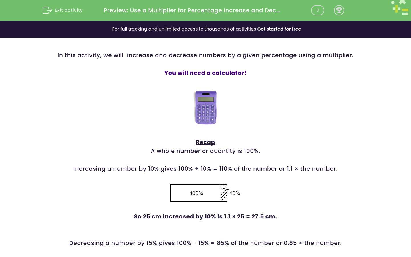 Use a Multiplier for Percentage Increase and Decrease Problems ...